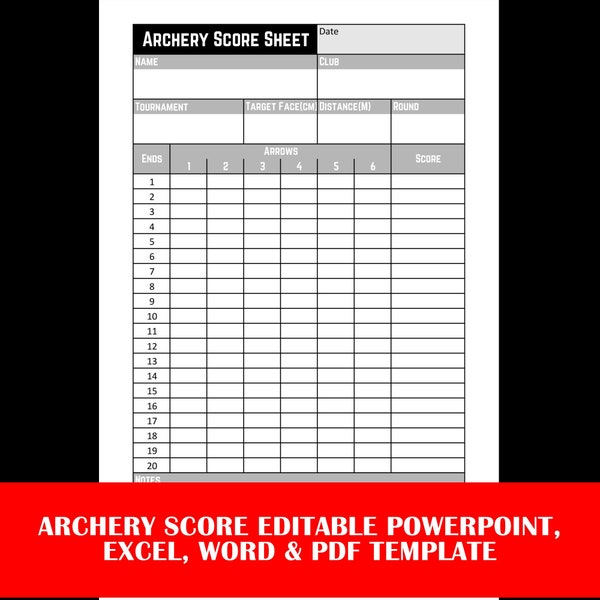 Archery Score Sheet - Etsy