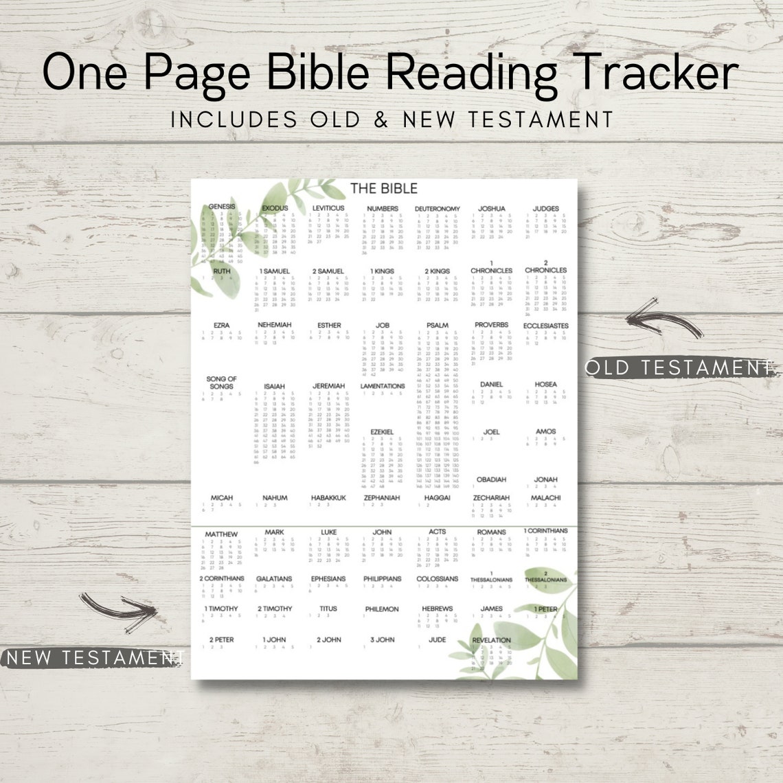 One-page Bible Reading Tracker | Simple Bible Reading Log and Plan ...
