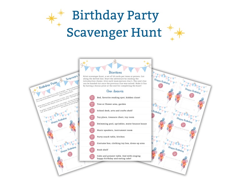 Birthday Party Scavenger Hunt for Kids Ages 5-7 | Interactive Adventure ...