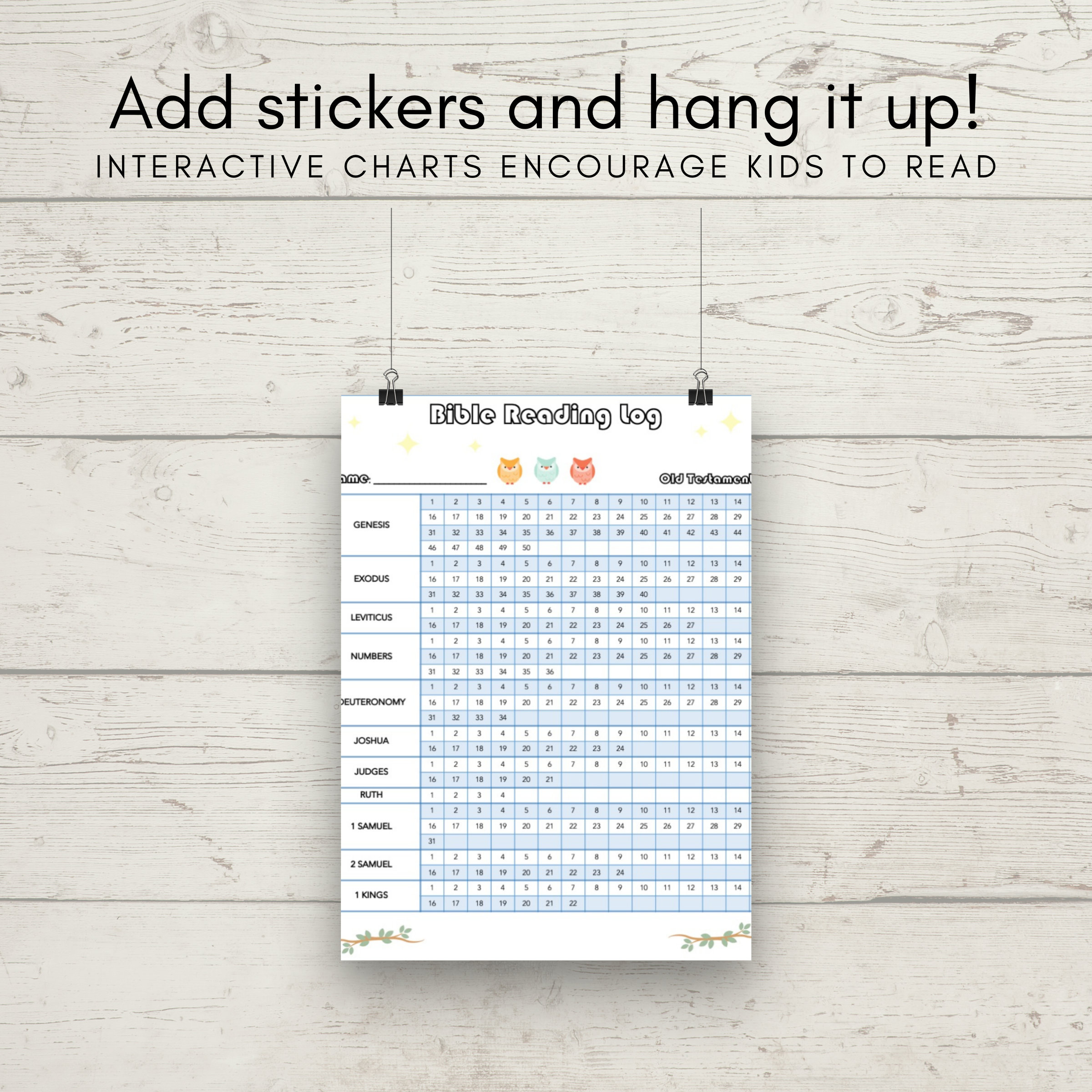 Kid's Bible Reading Chart Tracker | Sticker Chart Tracker | Bible ...