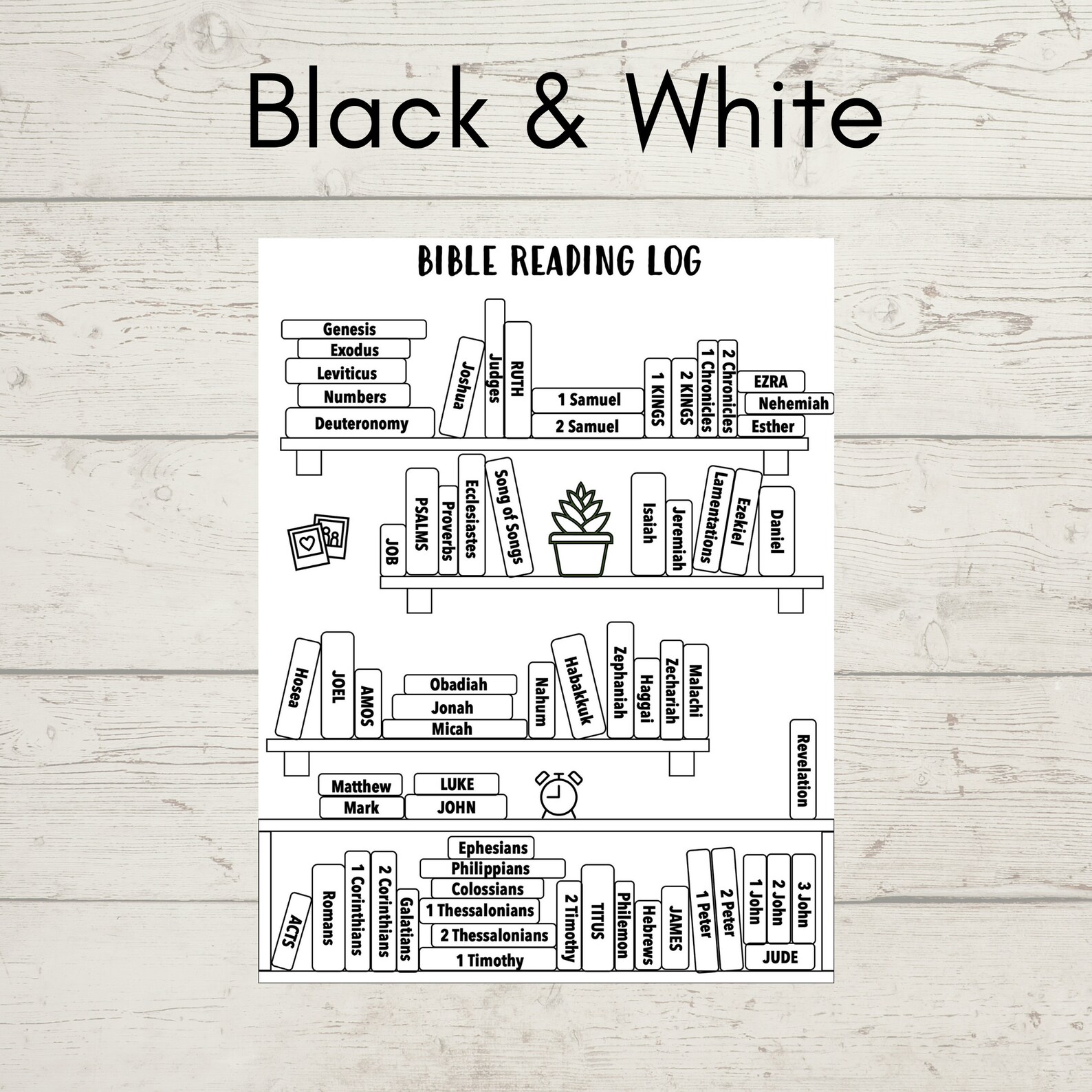 Bible Reading Log Coloring Page | Bible Reading Plan Bookshelf Tracker | Bible Reading Checklist ...