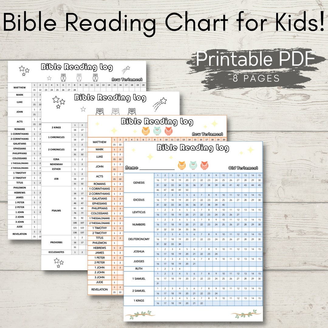 Kid's Bible Reading Chart Tracker | Sticker Chart Tracker | Bible ...