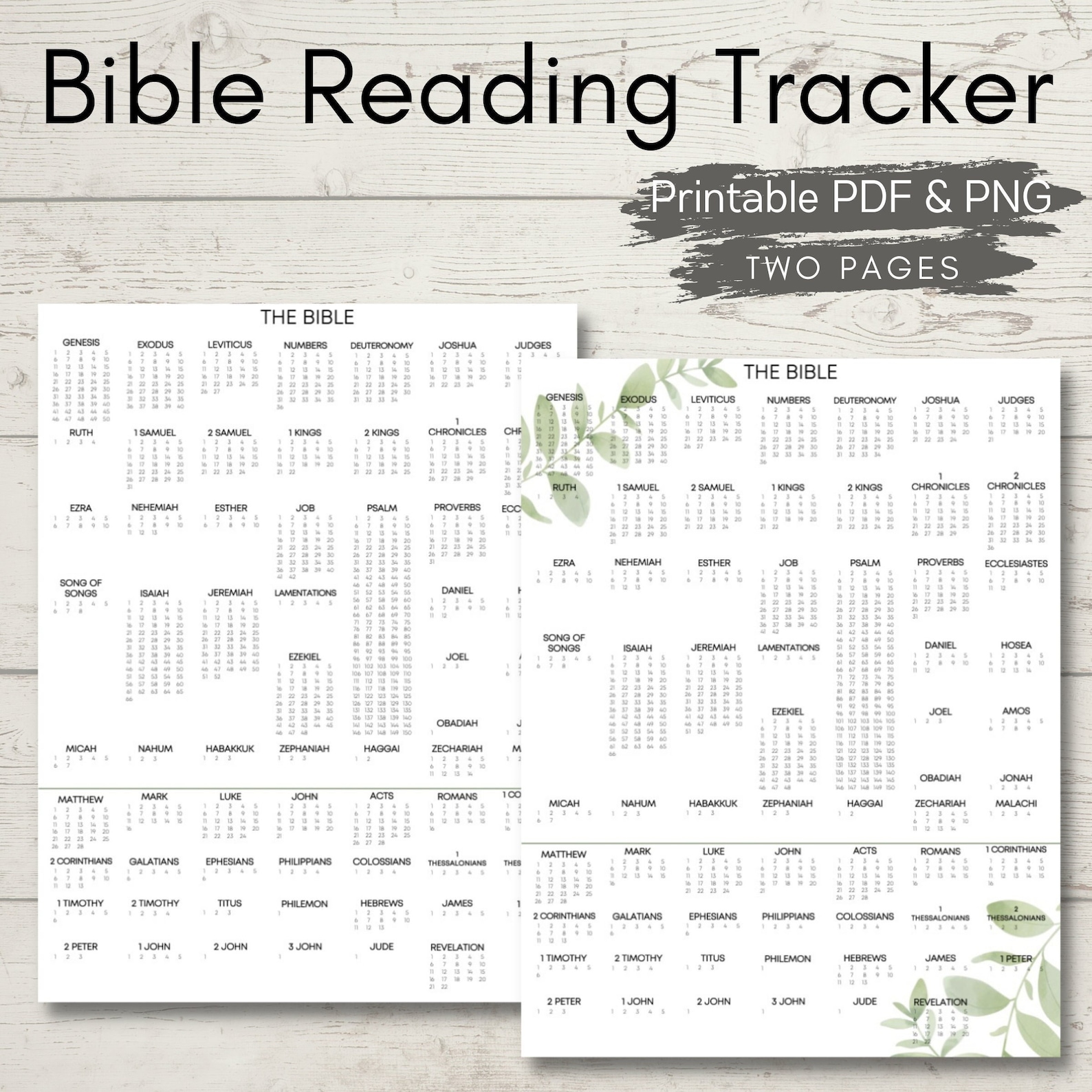 One-page Bible Reading Tracker | Simple Bible Reading Log and Plan ...