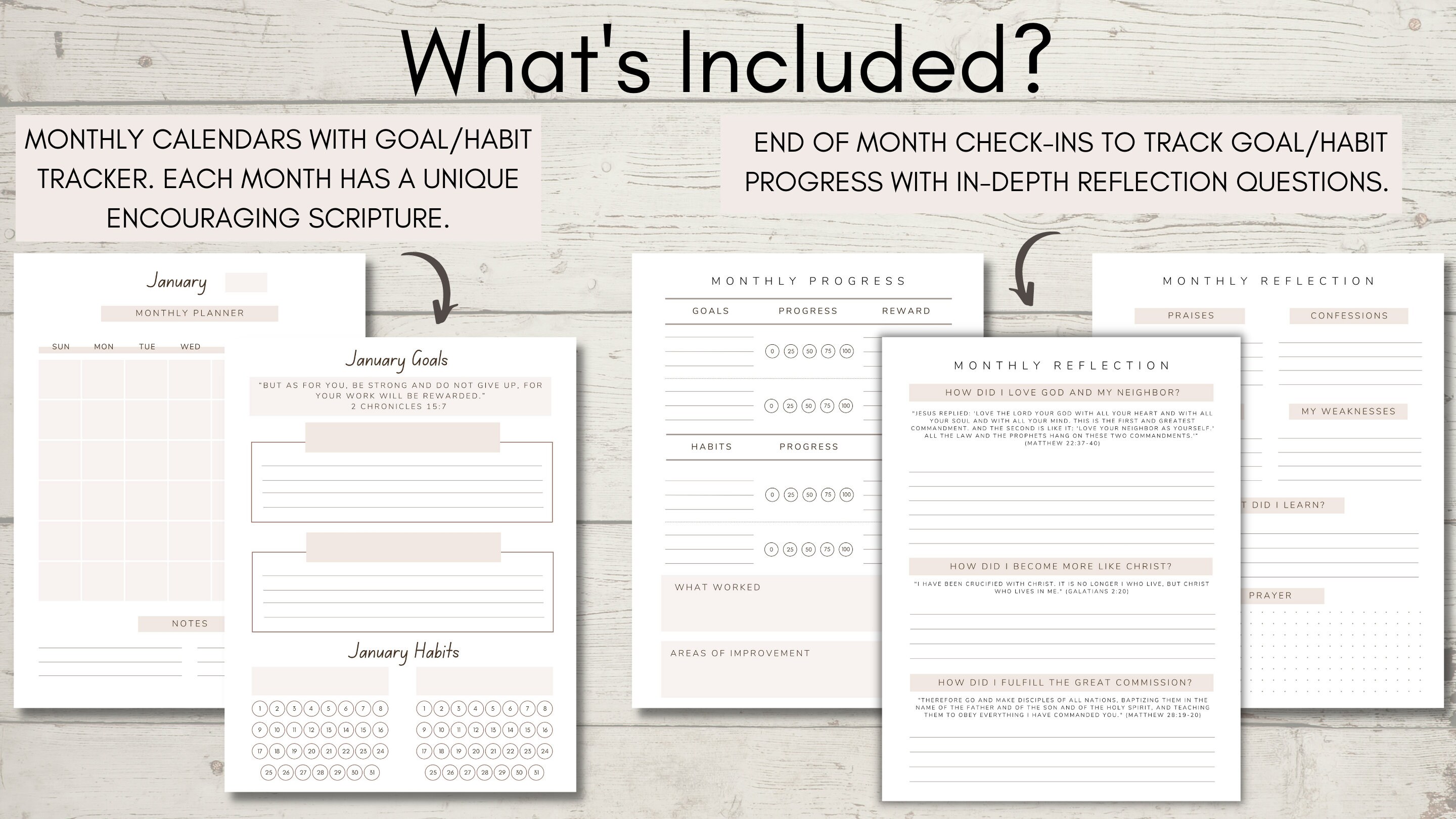 Daily Bible Journal - Printable PDF | Includes Monthly Calendar, Goal ...
