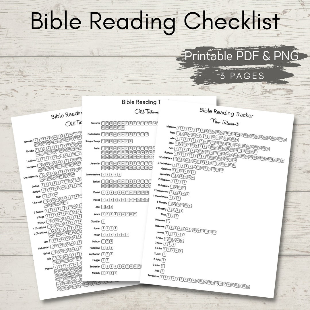Bible Reading Checklist With Checkboxes | Bible Reading Tracker | Bible ...