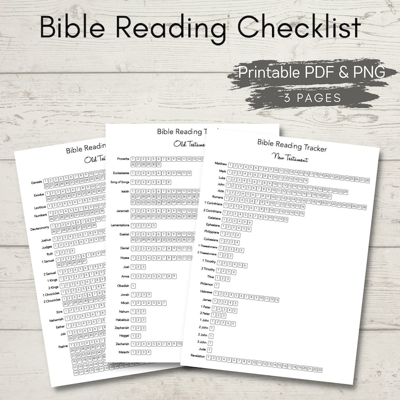Bible Reading Checklist With Checkboxes | Bible Reading Tracker | Bible ...