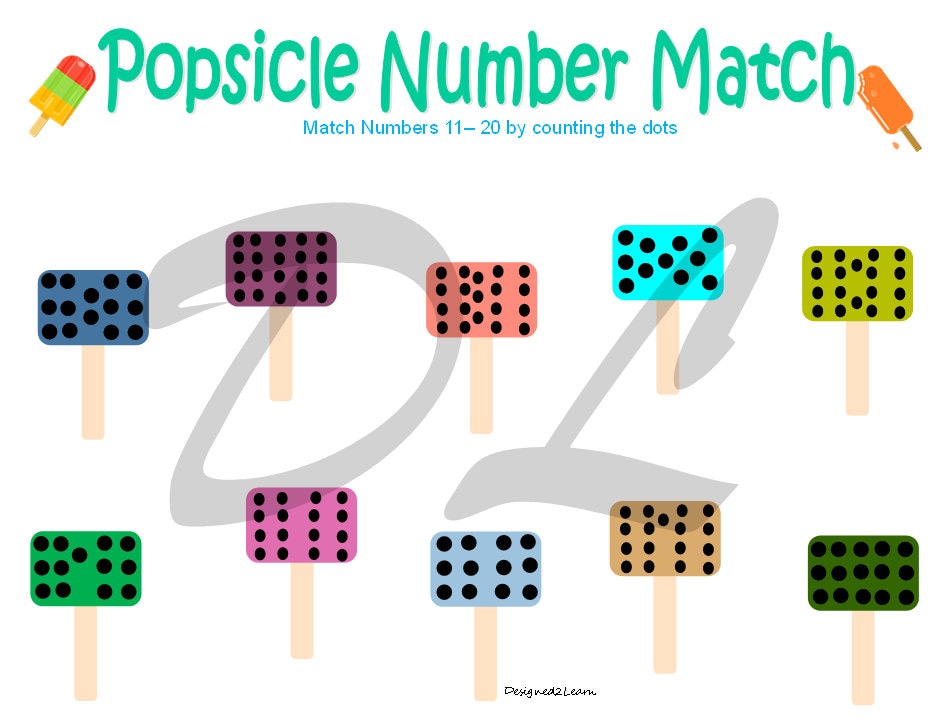 Counting Printable,number Matching Printable 11-20,popsicle Number ...