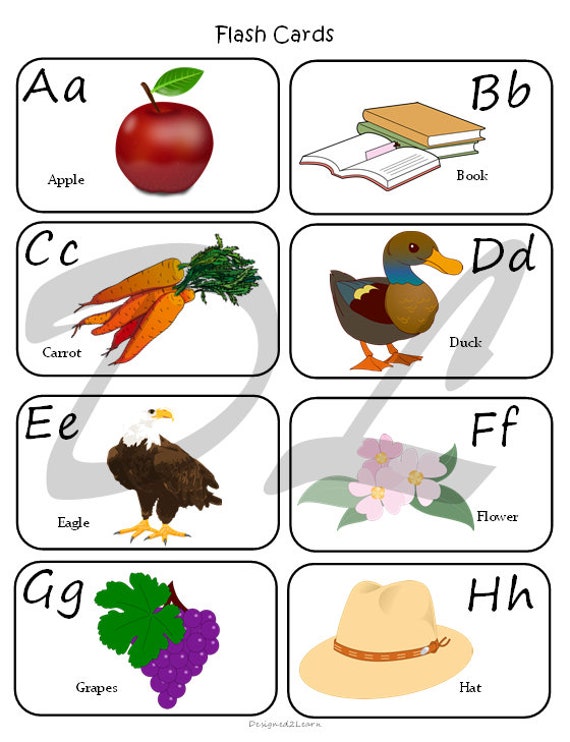 Alphabet Flash Cards Printable ABC Flashcards Homeschool | Etsy