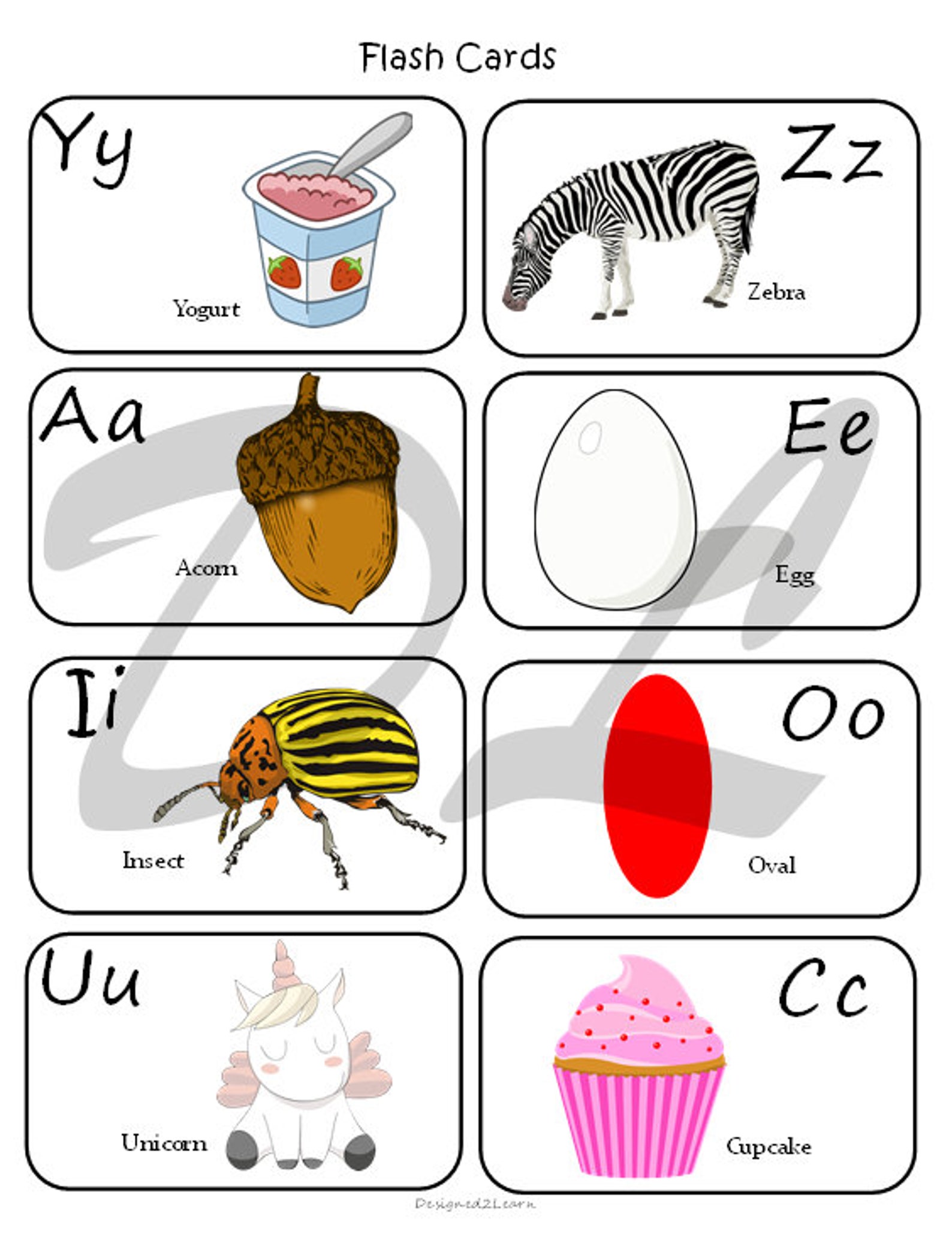 Alphabet Flash Cards Printable, ABC Flashcards, Homeschool Flash Cards ...