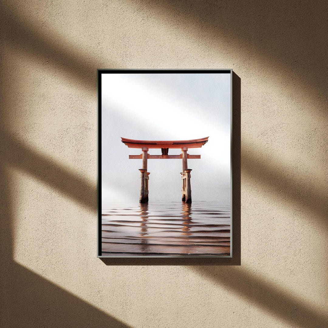 Tori Gate DIGITAL Japandi Wall Art, Printable Poster, Tori Shrine Water ...