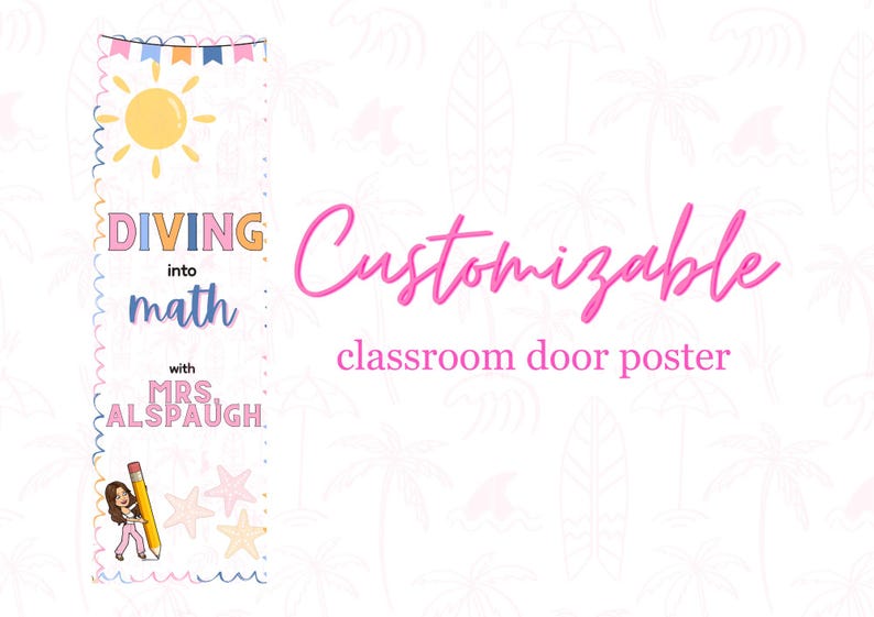 Beach/surf/summer Classroom Door Poster Completely Customizable Add ...