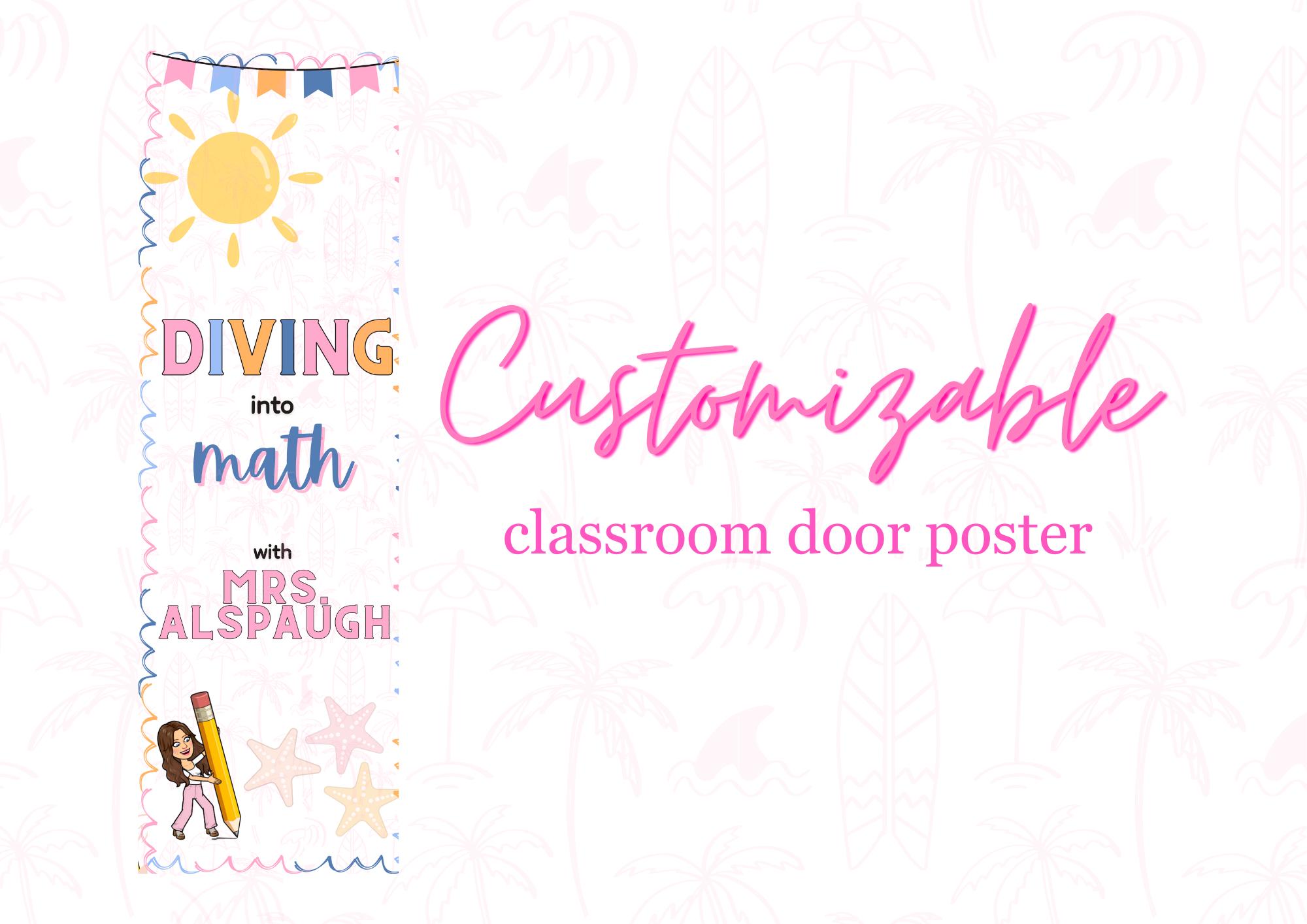 Beach/surf/summer Classroom Door Poster Completely Customizable Add ...