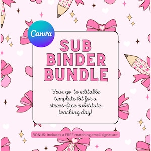 Editable Substitute Binder for Teachers | Printable Sub Plans Folder ...