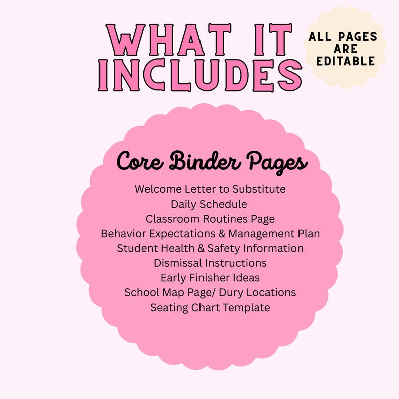 Editable Substitute Binder for Teachers | Printable Sub Plans Folder ...