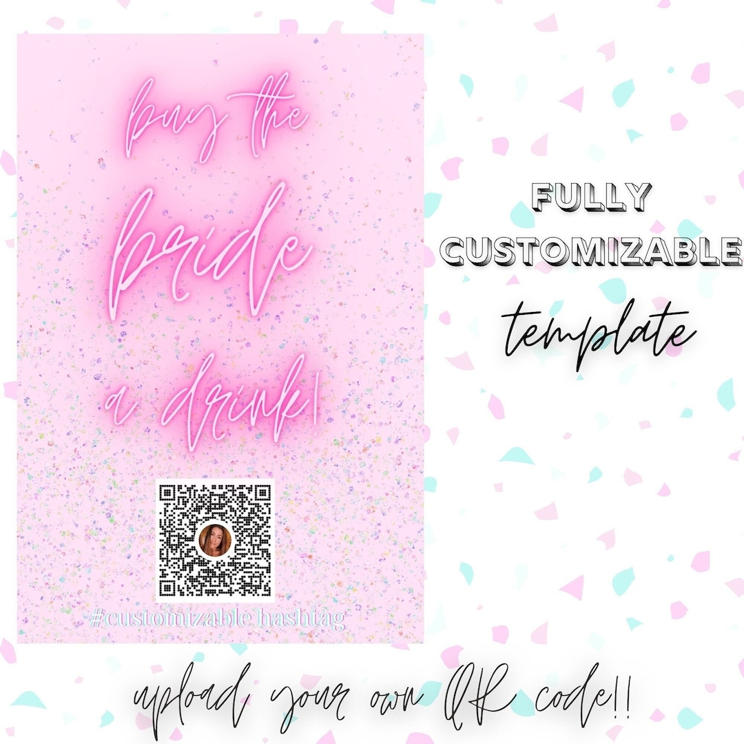 Buy the Bride a Drink Venmo/cashapp Sticker Template | Confetti Pink ...
