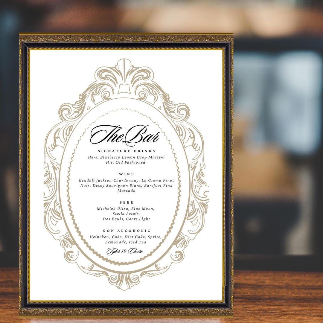 Bar Menu Template| Timeless Design| Customizable Canva Template ...