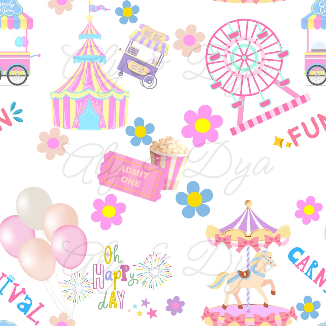Carnival Fun Pastel Repeating Seamless Pattern - Etsy