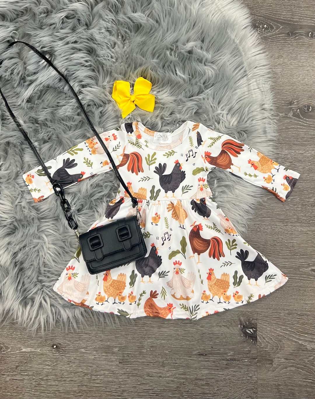 Long Sleeve Chick Chick Dress. Chicken Dress. Farm Dress 6/7 - Etsy