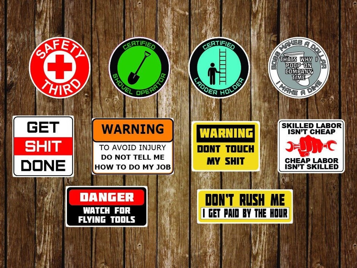 Funny Construction Sticker Pack for Toolbox Hardhat - Etsy