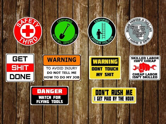 Funny Construction Sticker Pack for Toolbox Hardhat - Etsy