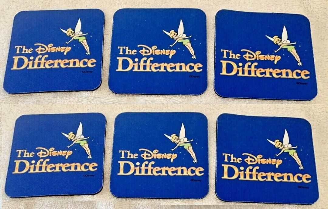 Vintage the Disney Difference Tinker-bell Rubberized Coasters Set of 6 ...