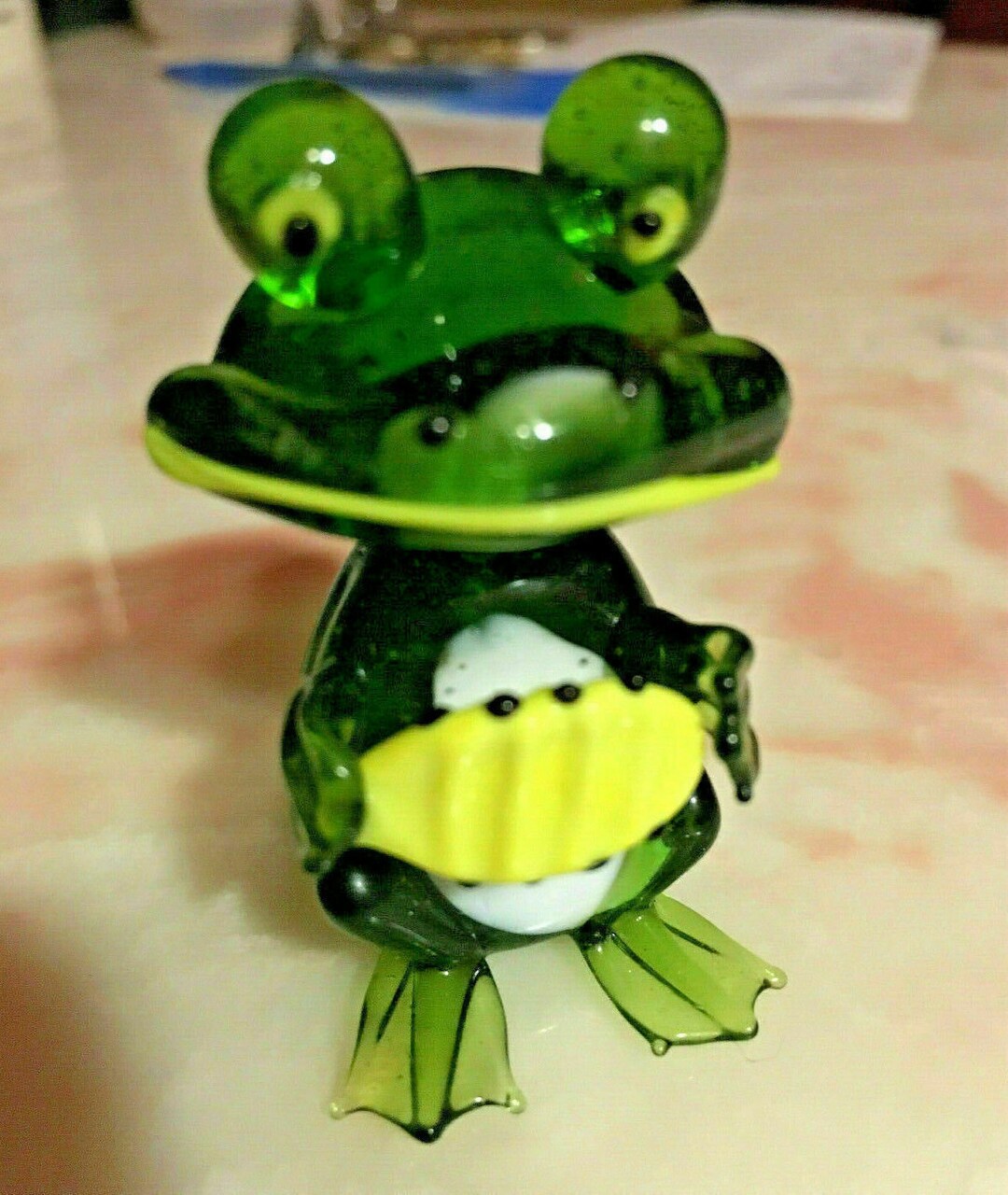 Funky and Cute Frog With Pan Flute Color Glass Hand-made Craft Home ...