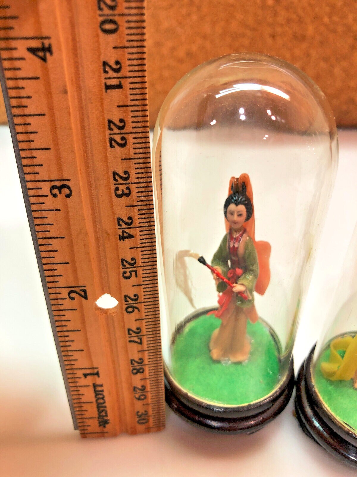 Vintage Oriental Miniature Geisha Girl Figurine Under Glass Dome and ...