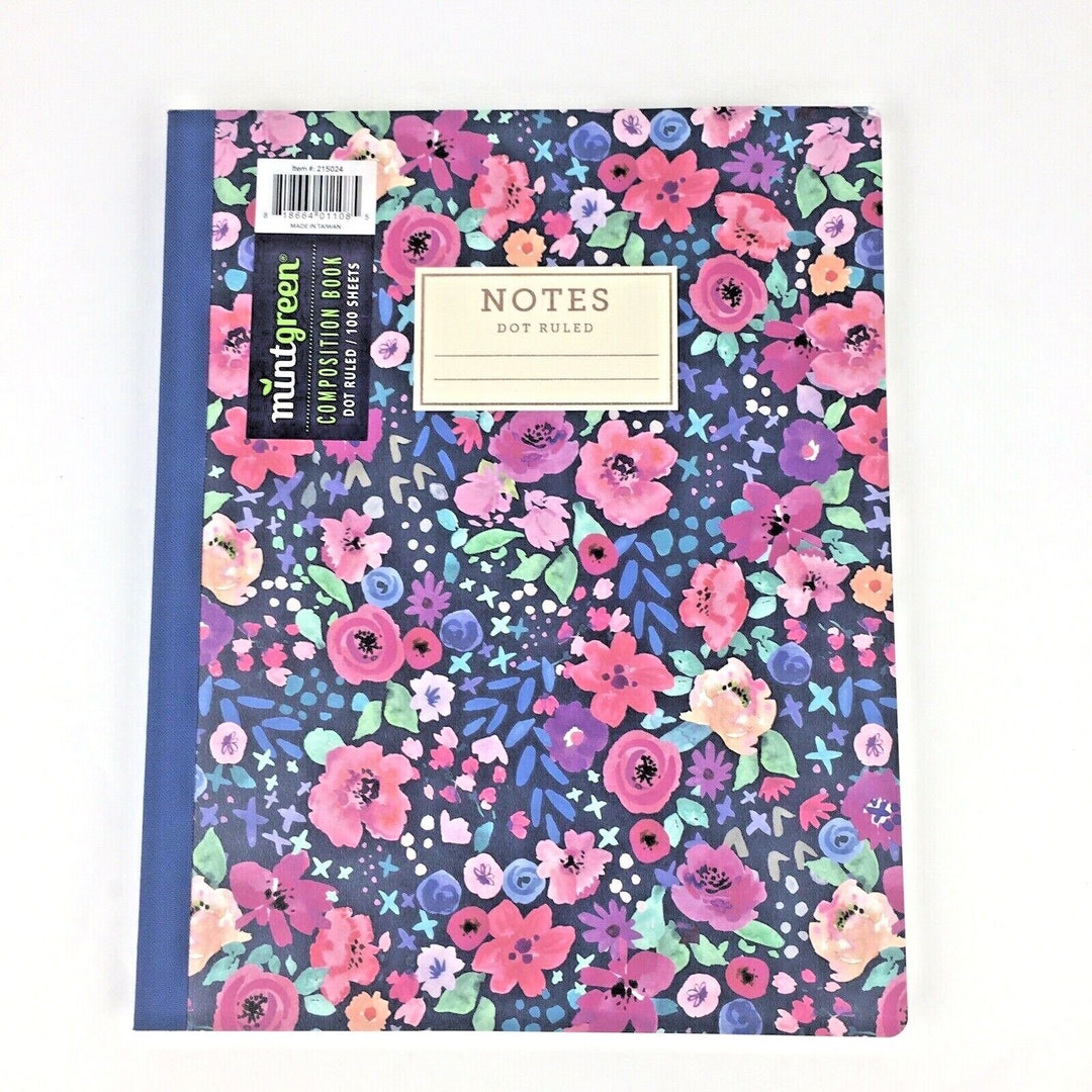 3 X Mintgreen Floral Notes DOT-RULED Composition Note Book 100 Sheets ...