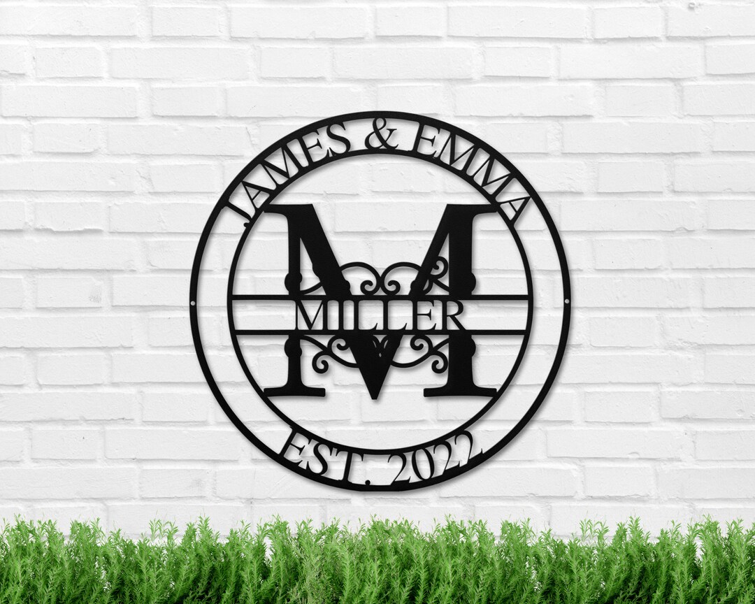 Metal Family Name Sign, Custom Metal Sign, Monogram Letter Outdoor Sign ...
