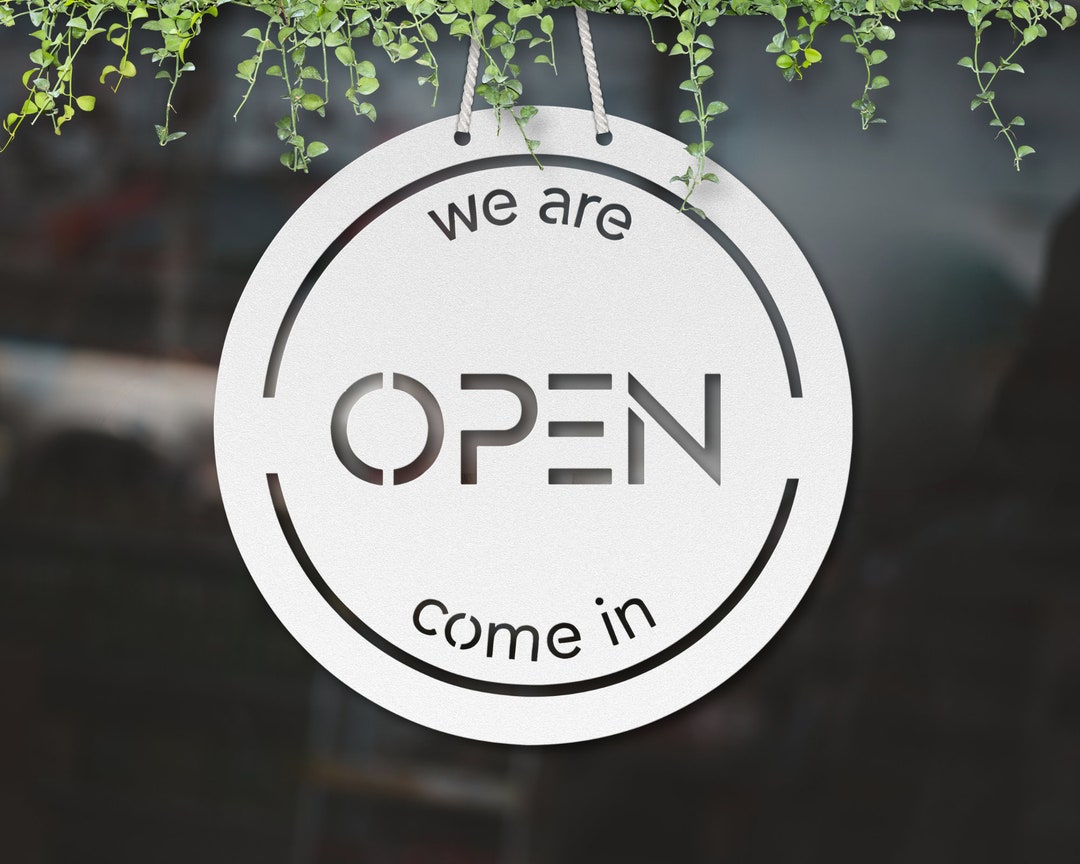 We're Open Metal Sign for Boutique or Café Decor minimal Storefront ...