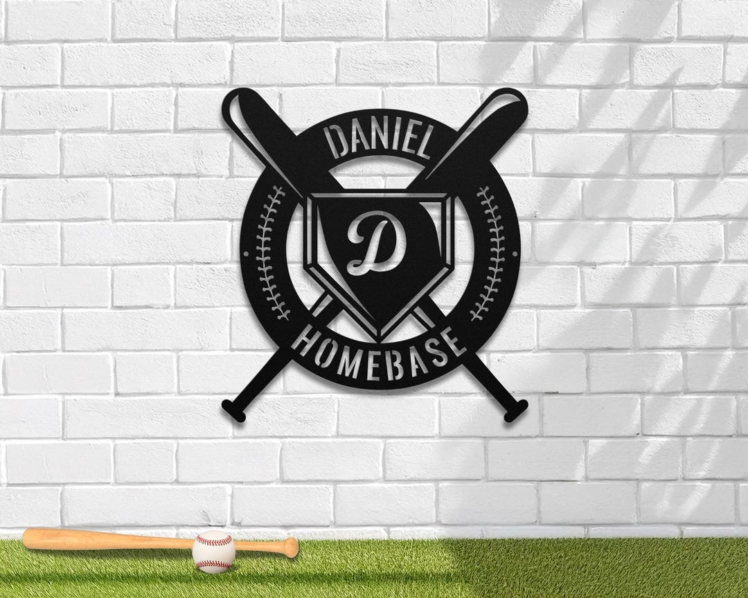 Baseball Name Metal Sign, Homebase Wall Art, Unique Father's Day Gift ...