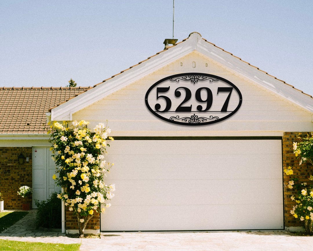 Custom Oval House Number Plaque: Ornate Metal Address Sign - Etsy