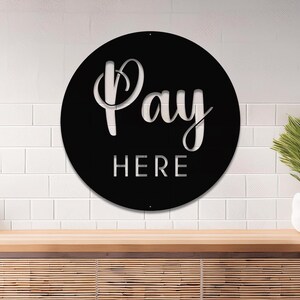 Pay Here Metal Sign Business Sign, Custom Coffee Shop Restaurant Sign ...
