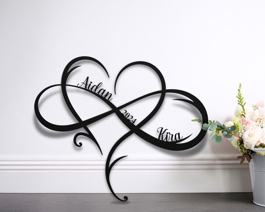 Personalized Infinity Metal Sign: Couple Name, Family Established Decor ...