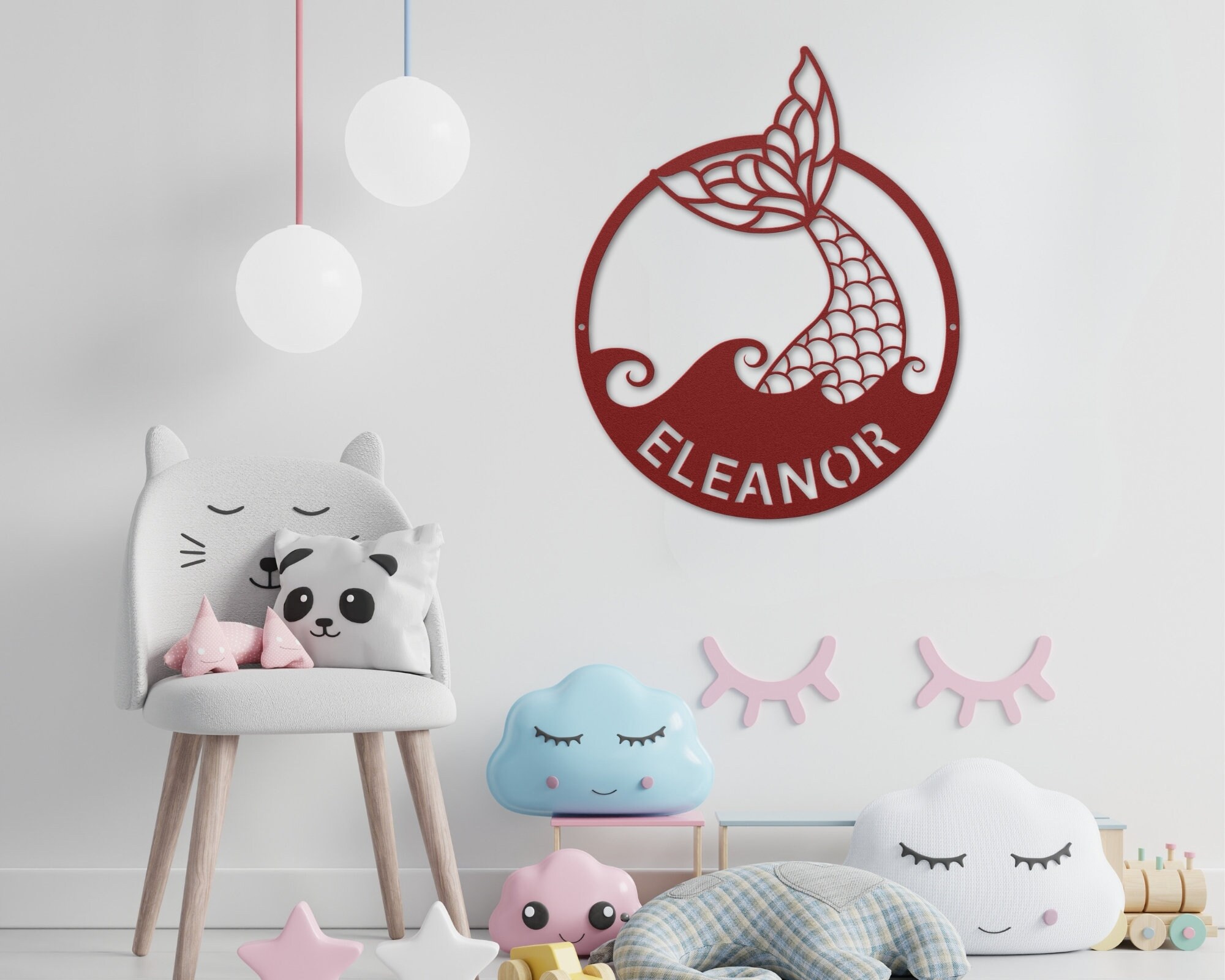 Mermaid Metal Sign for Girl's Nursery, Custom Laser Cut Name Sign ...