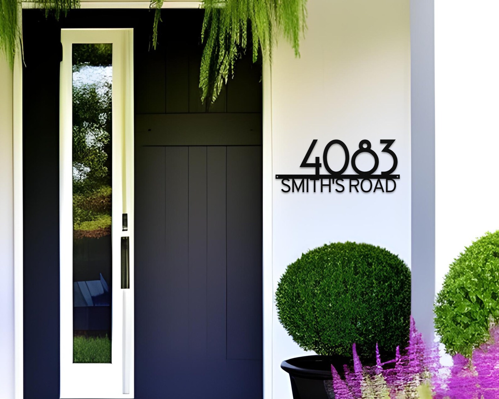Mid Century Modern Address Sign: Steel House Number Plaque,outdoor Yard ...