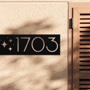 Mid Century Modern Metal Address Sign, Stars Design - Etsy