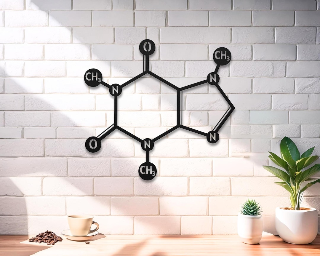 Caffeine Molecule Wall Decor, Coffee Molecule Metal Sign, Coffee Wall ...