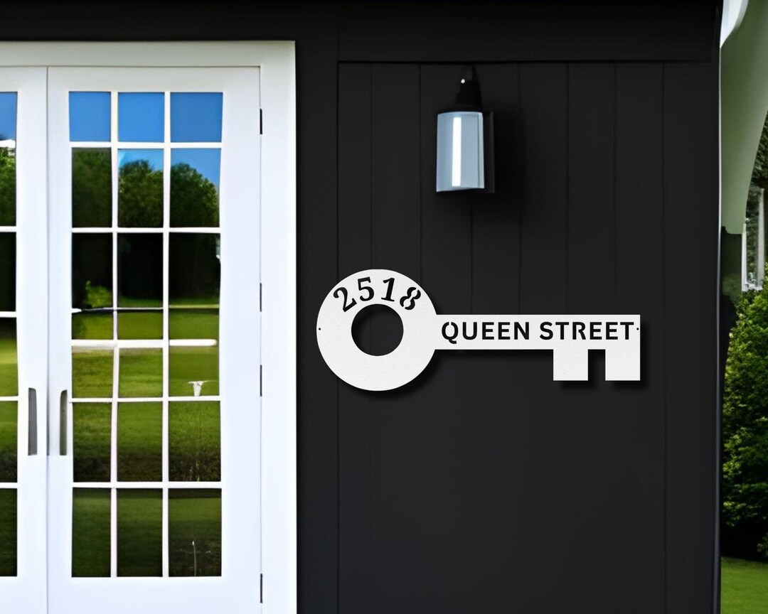 Key Metal House Number Sign, Address Marker, Vintage Street Number Sign ...