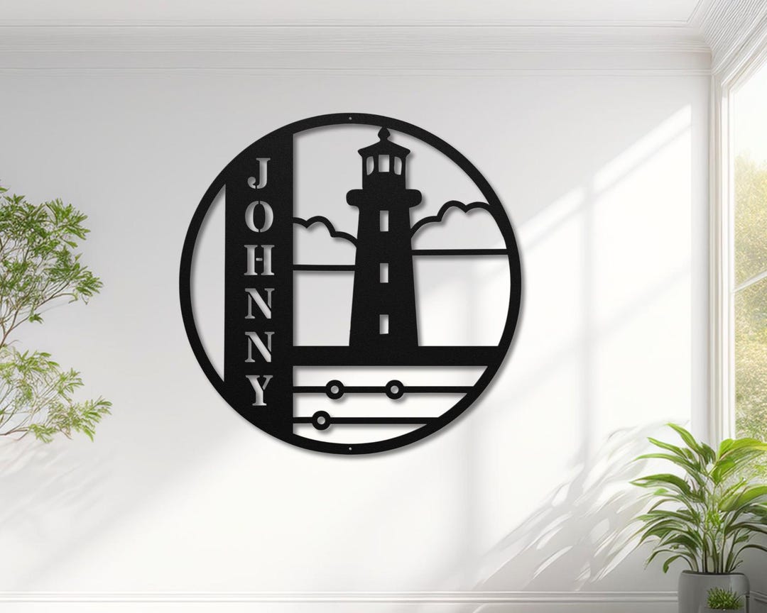 Personalized Lighthouse Metal Sign: Custom Family Name, Beach House ...