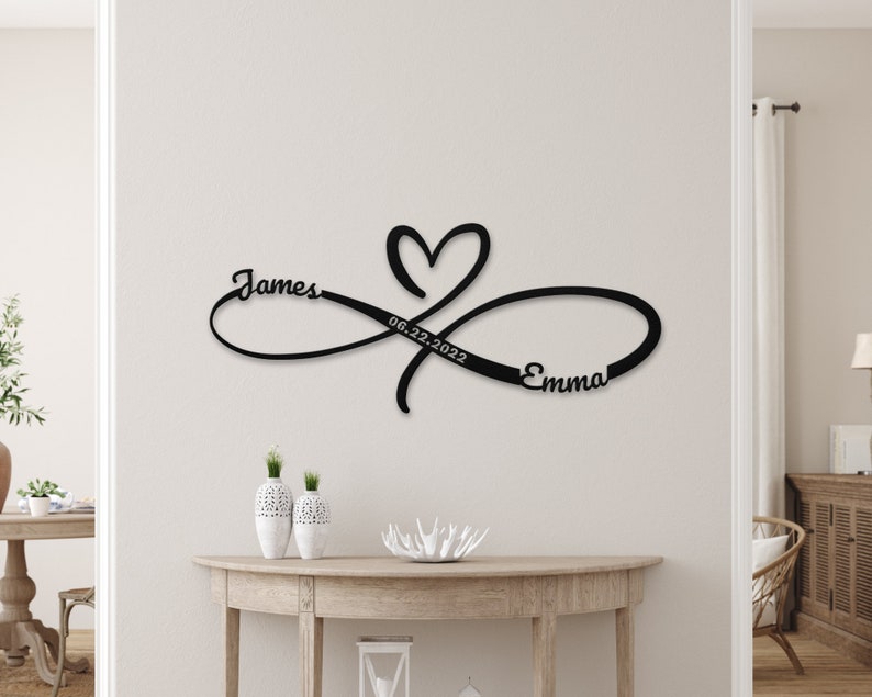 Infinity Metal Sign Couple Name Heart Sign Custom Wedding - Etsy