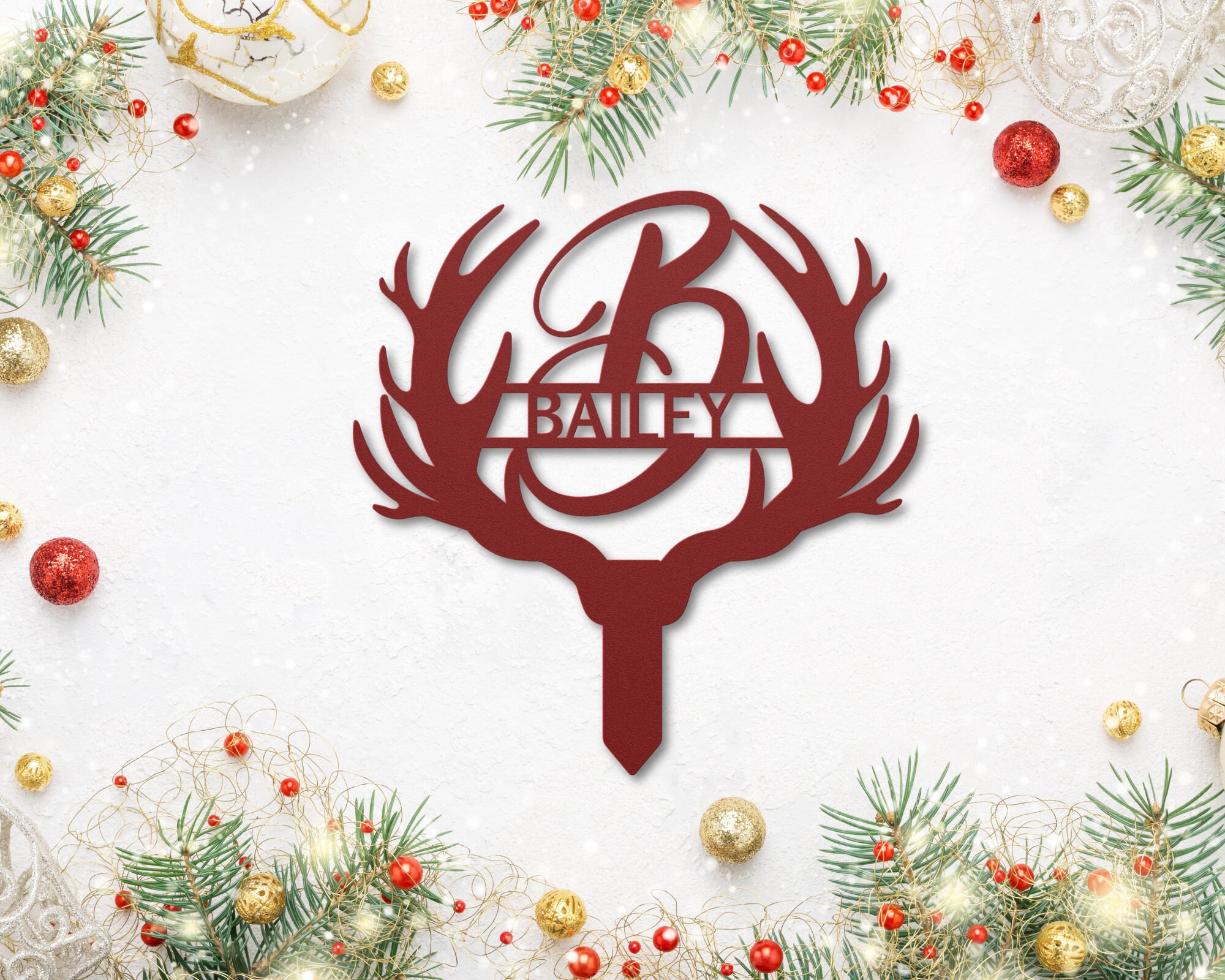 Custom Deer Antler Christmas Tree Topper: Personalized Family Name ...
