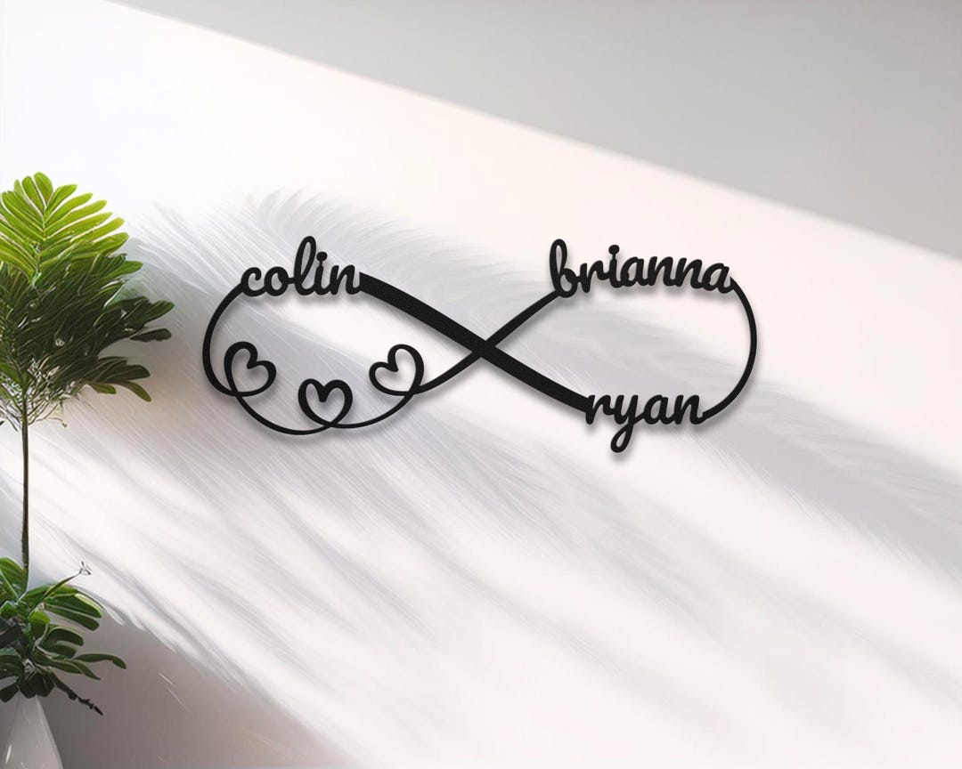 Custom 3 Names Infinity Heart Metal Sign, Anniversary Gift - Etsy