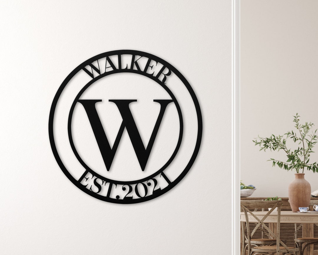 Metal Monogram Sign, Round Family Est Sign, Last Name Sign, Initials ...