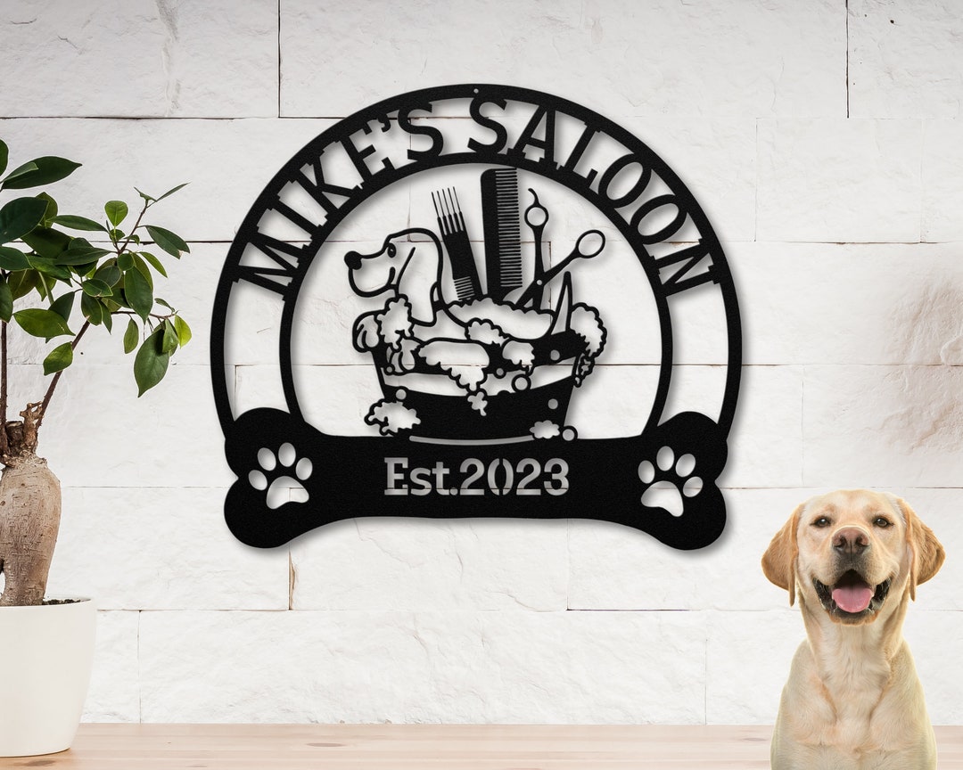 Custom Dog Grooming Salon Metal Sign: Personalized Pet Groomer Decor - Etsy