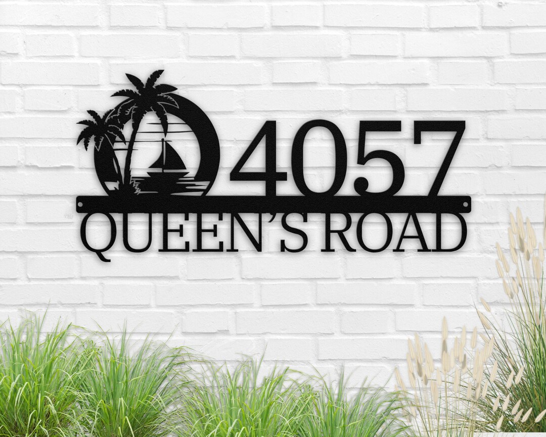 Custom Lake House Number Metal Sign Address Plaque With - Etsy