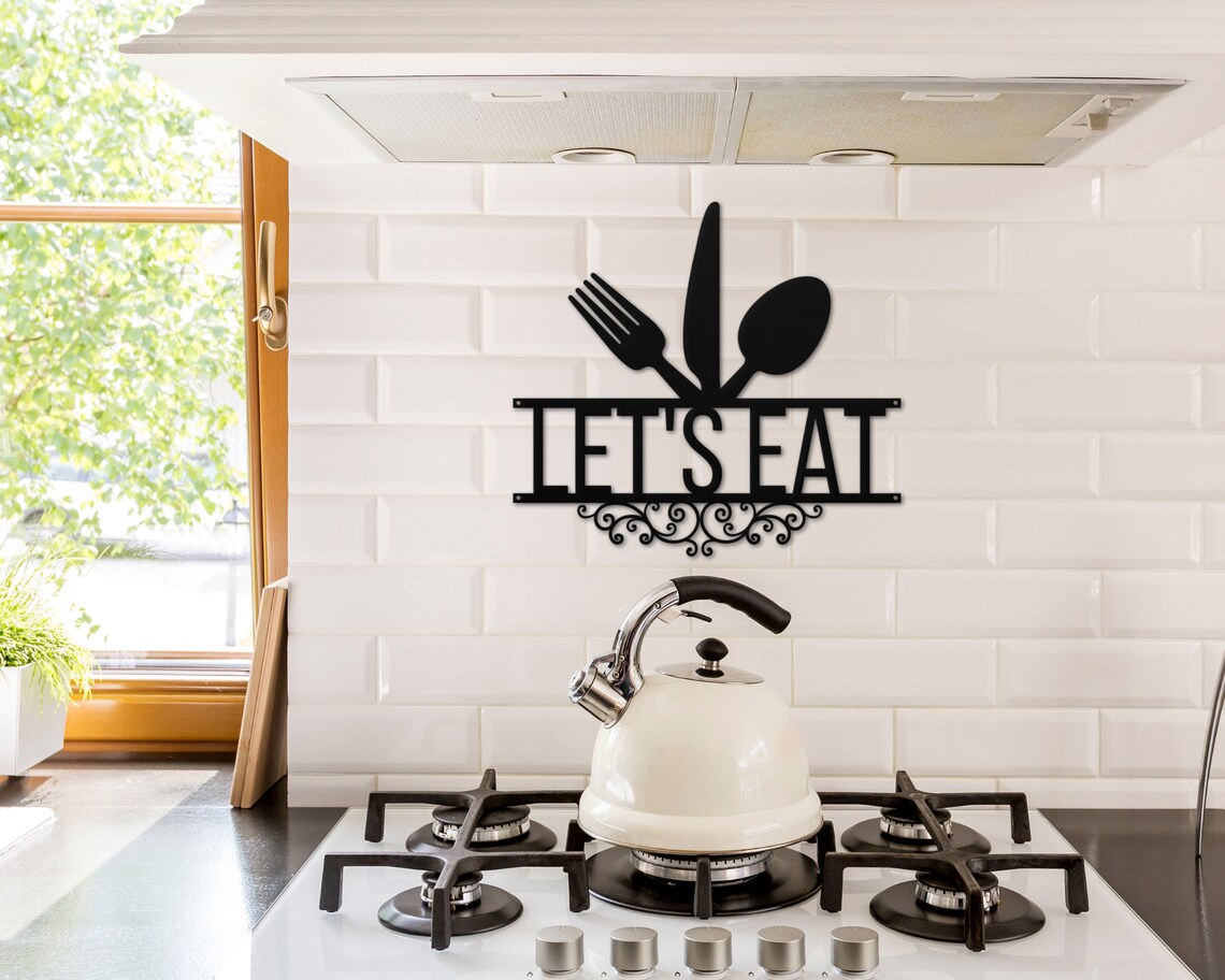 Let's Eat Sign Kitchen Metal Sign Large Dining Room - Etsy