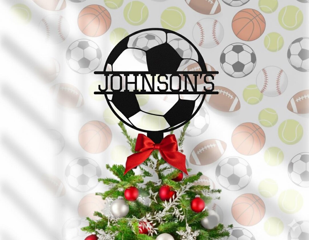 Soccer Ball Metal Tree Topper With Custom Name, Personalized Christmas ...