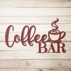 Coffee Bar Metal Sign, Coffee Script Word Sign, Kitchen Wall Décor ...