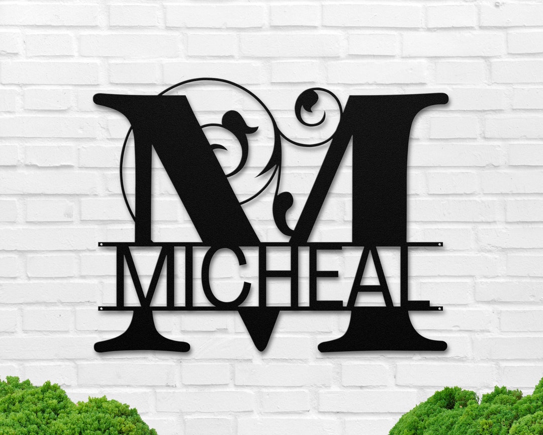Metal Monogram Sign, Metal Letter, Name Initials Sign, Last Name Wall ...